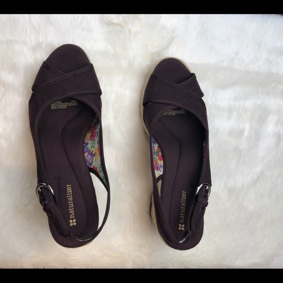 Naturalizer | Shoes | Naturalizer Sistine Brown Linen Slingback Wedge ...